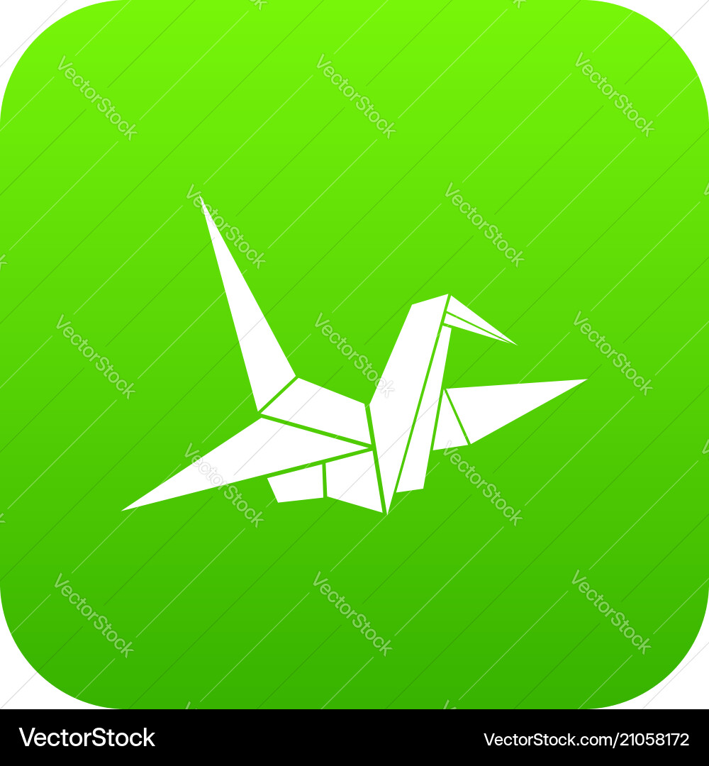 Bird origami icon digital green Royalty Free Vector Image