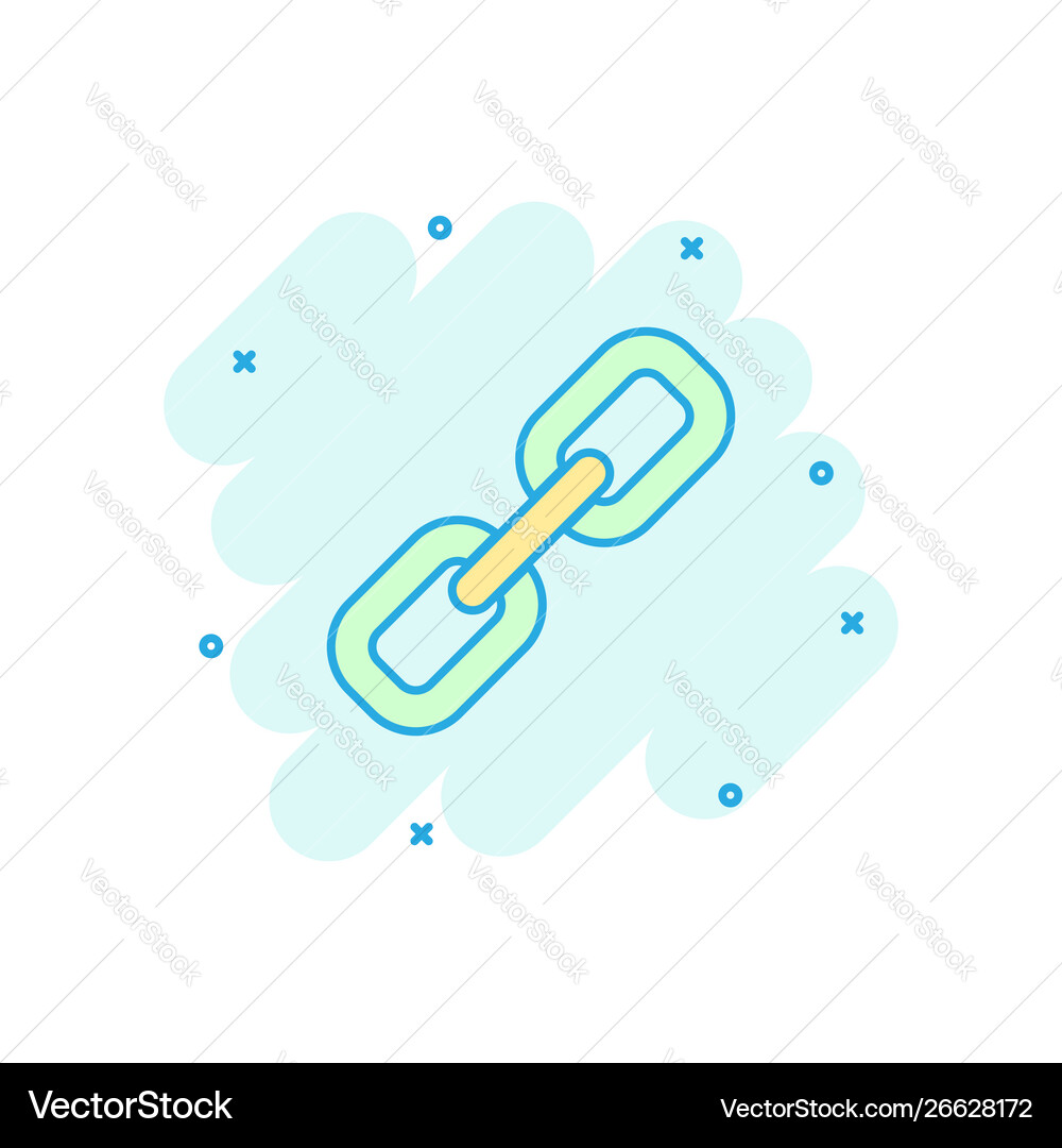 Chain sign icon in comic style link cartoon Vector Image