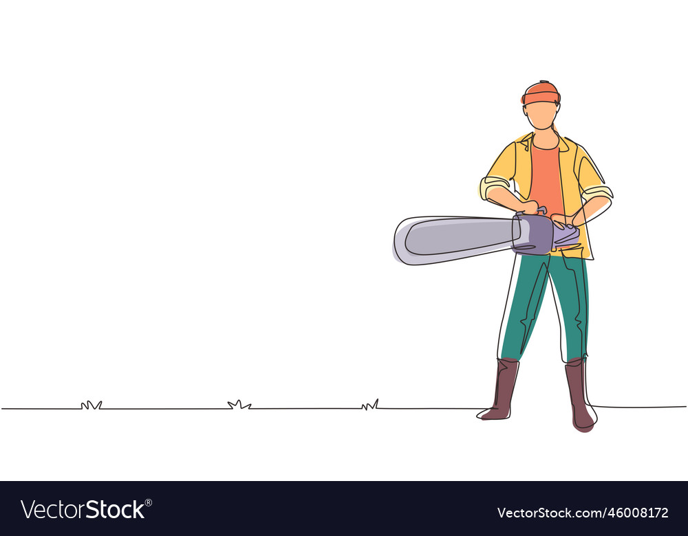 Continuous one line drawing worker using Vector Image