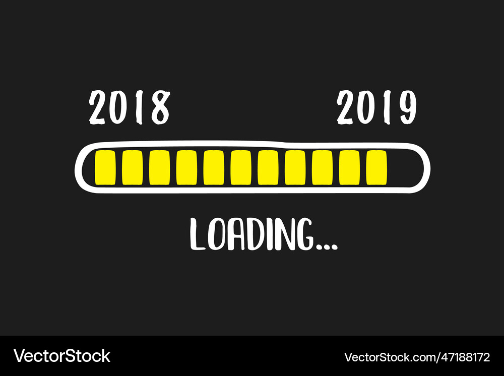 Doodle download bar 2018 and 2019 years loading Vector Image