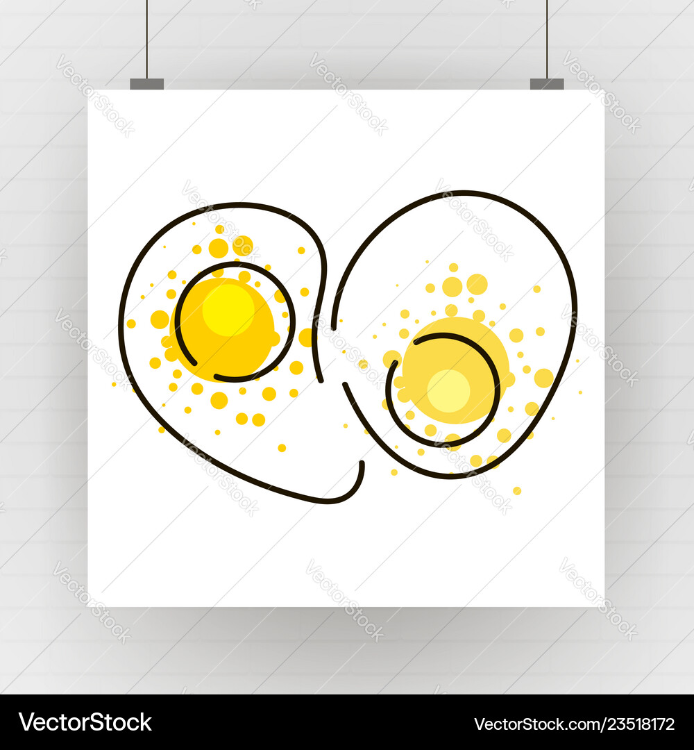 Drawing of scrambled eggs on a white canvas Vector Image