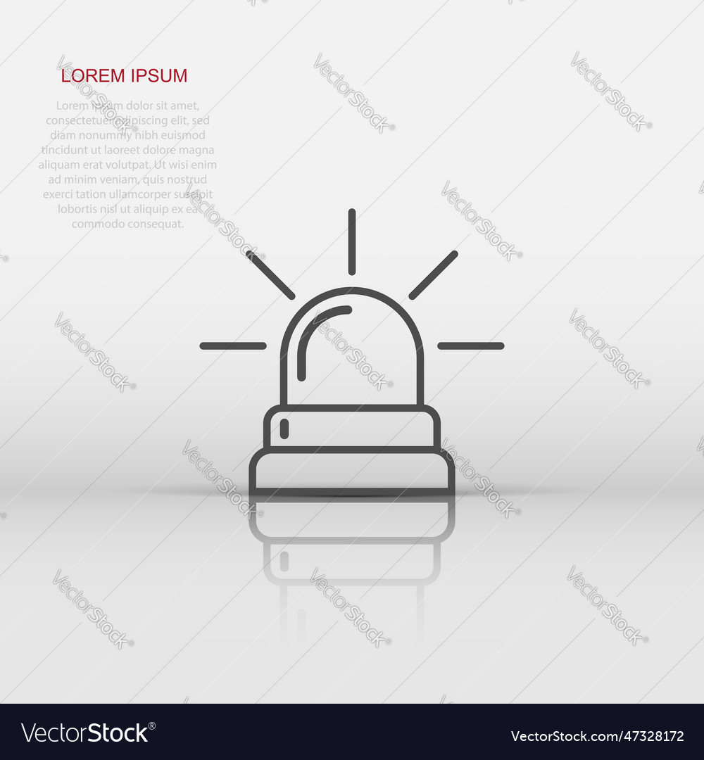 Emergency siren icon in flat style police alarm Vector Image