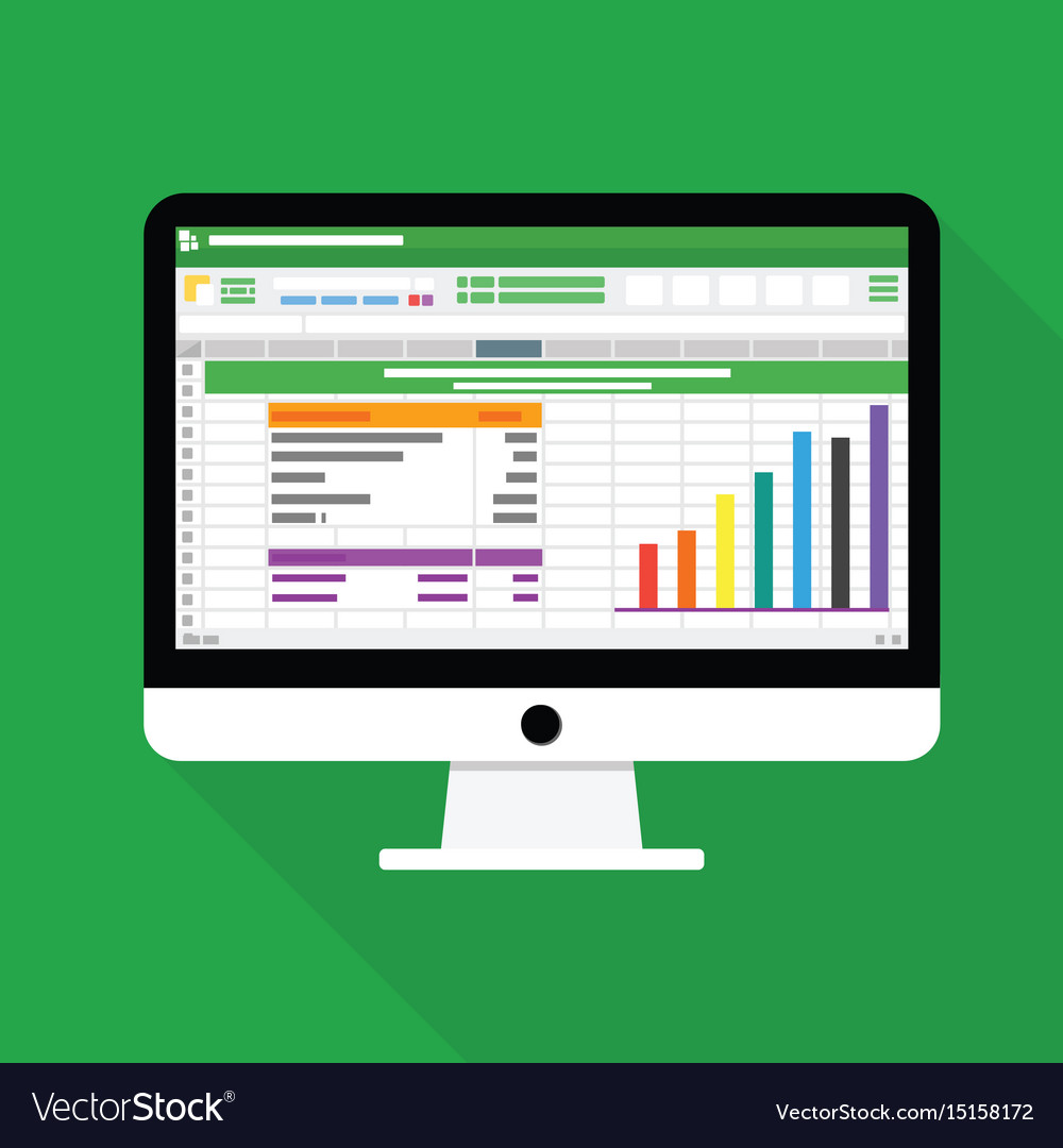 Flat icon spreadsheed on white monitor Royalty Free Vector Flat icon spreadsheed on white monitor Royalty Free Vector