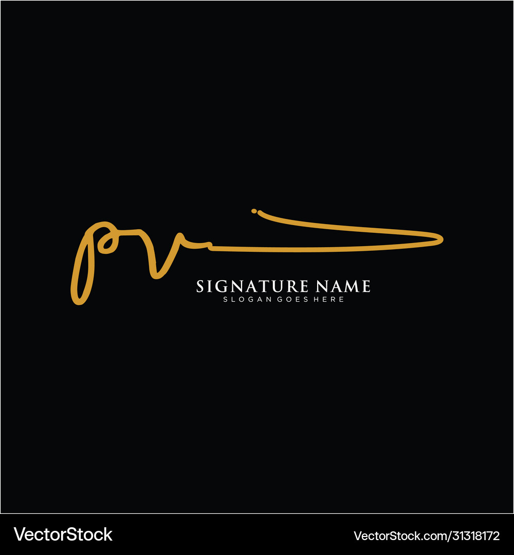 Letter pv signature logo template Royalty Free Vector Image