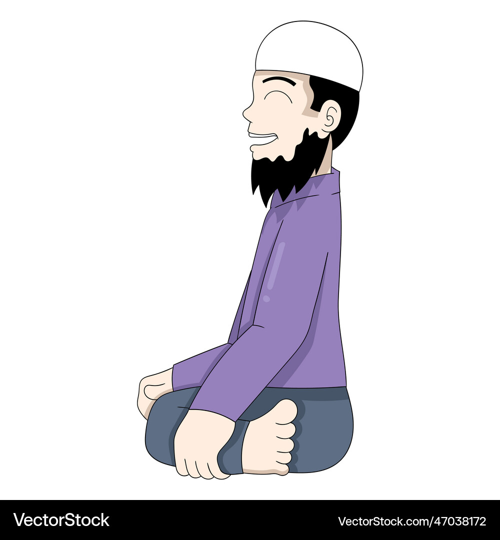 Man islam is sitting and laughing kindly Vector Image