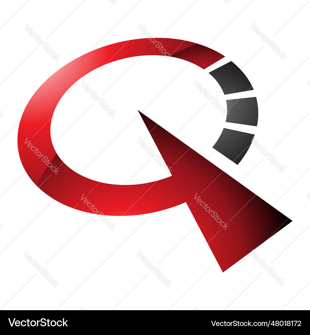 Red and black glossy clock shaped letter q icon Vector Image