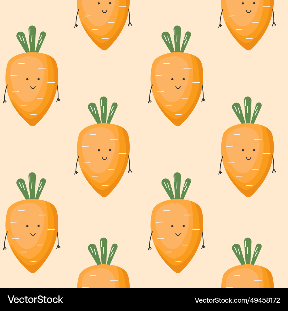 Seamless pattern with cute cartoon carrots Vector Image