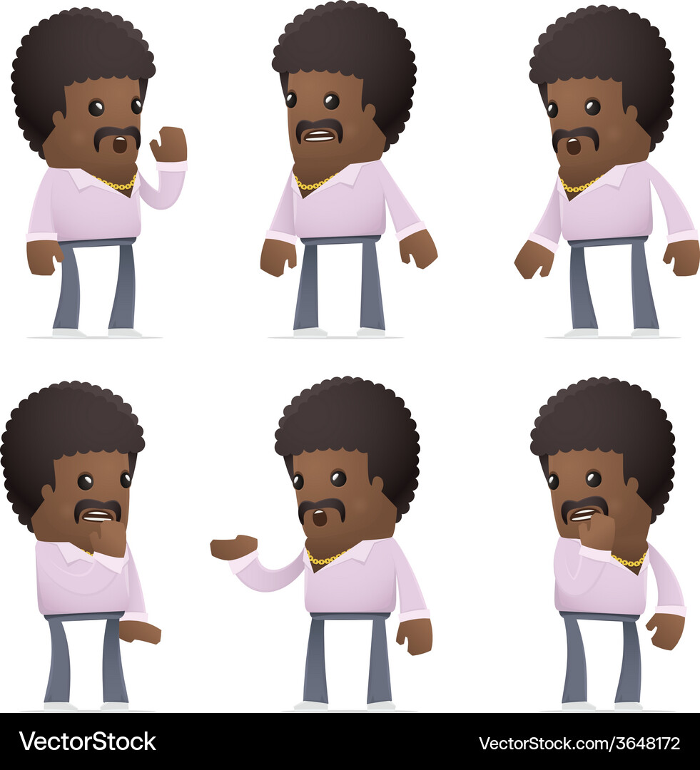 Set of disco man character in different poses Vector Image