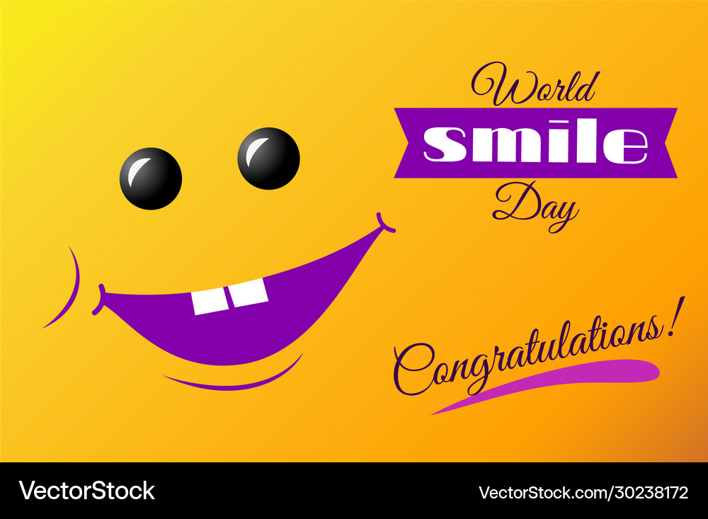 World smile day bright greeting card Royalty Free Vector