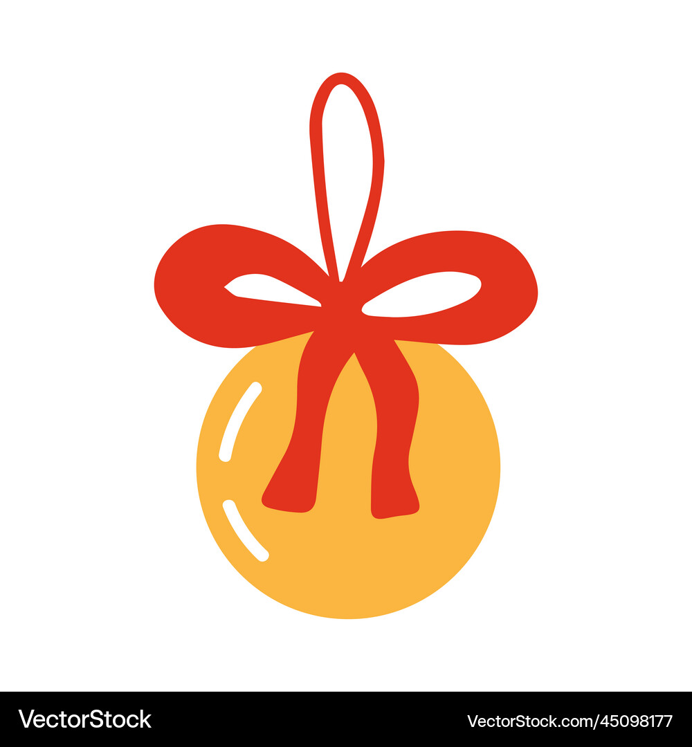 Christmas ball with red ribbon Royalty Free Vector Image