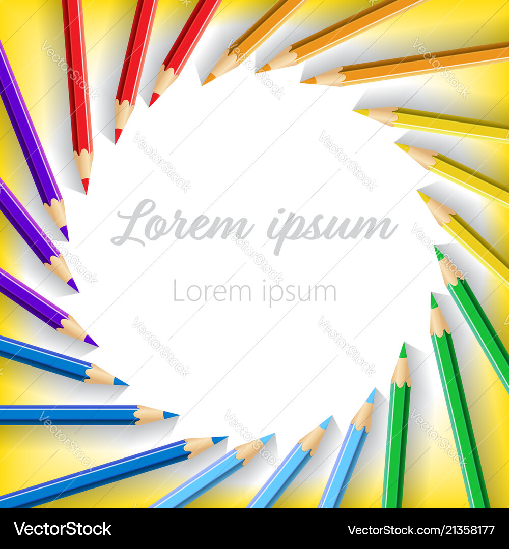 Circle of colored rainbow pencils Royalty Free Vector Image