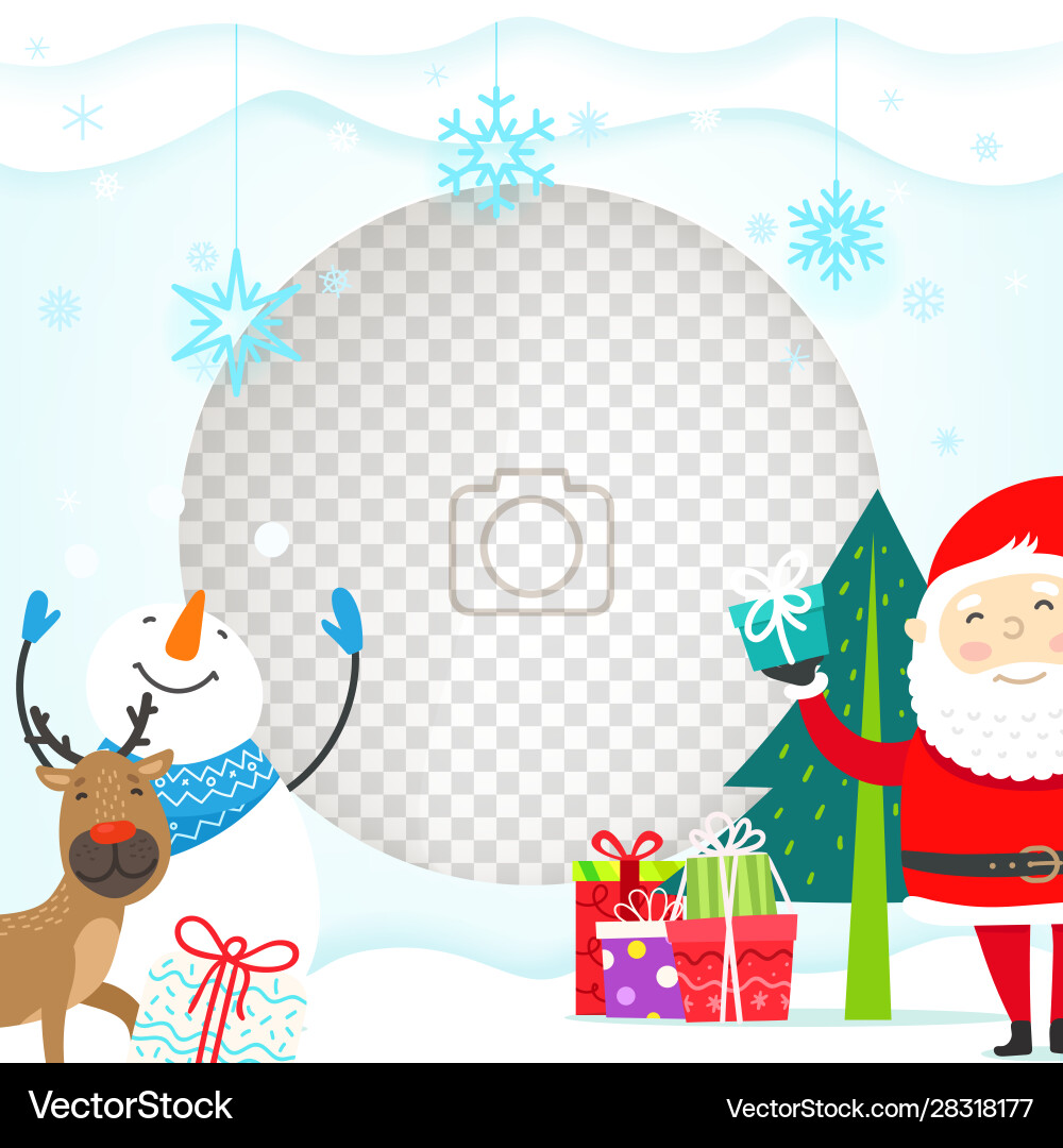 Greeting card with christmas characters template Vector Image
