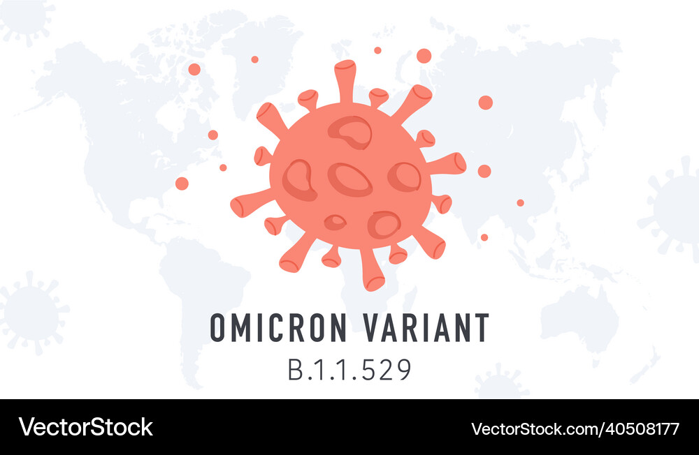 Horizontal banner with omicron new covid19 variant