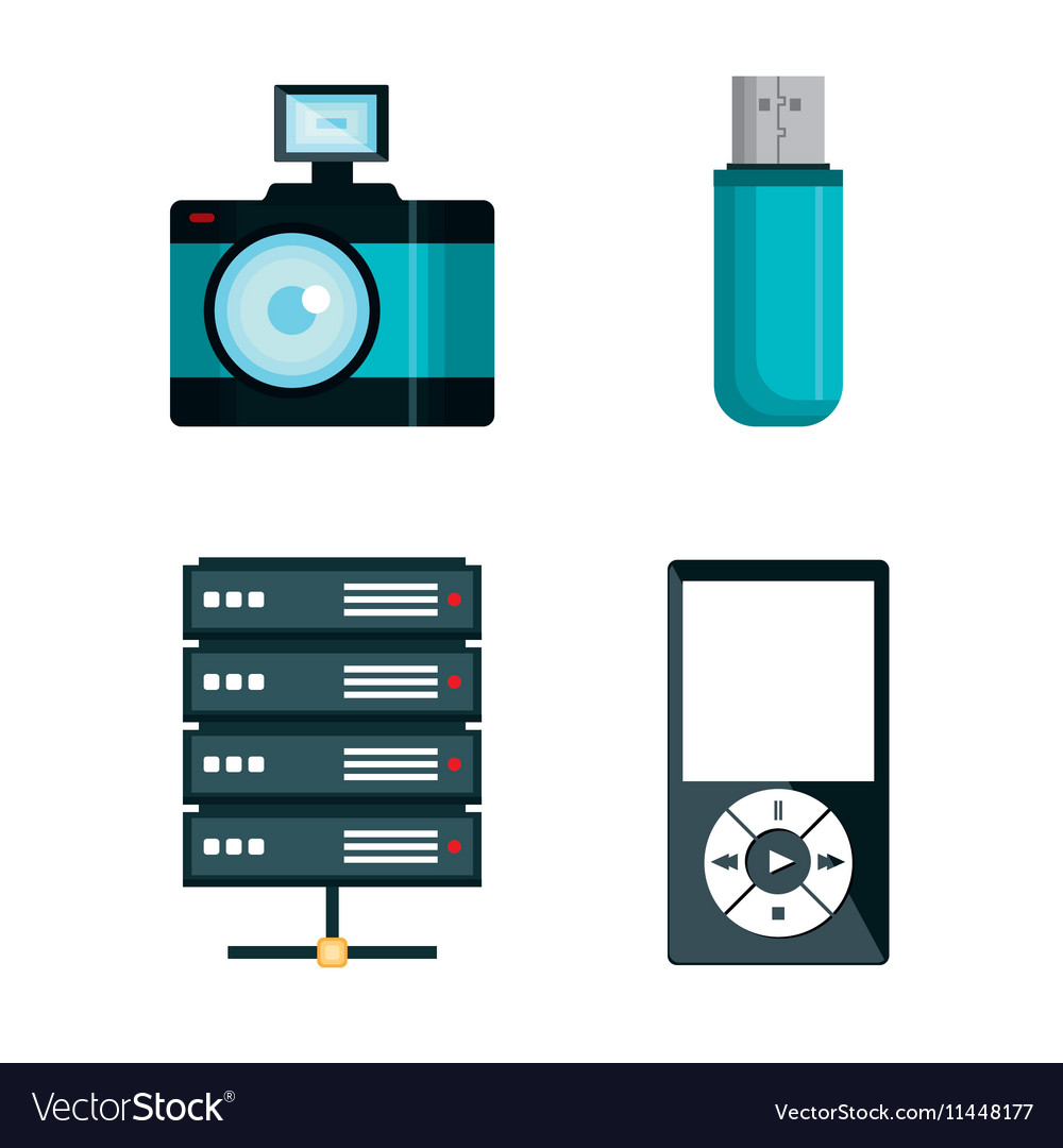 Infographic technology flat icons Royalty Free Vector Image