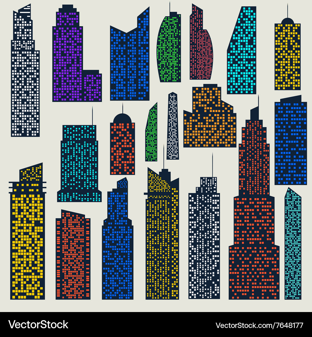 Set of detailed skyscraper Royalty Free Vector Image
