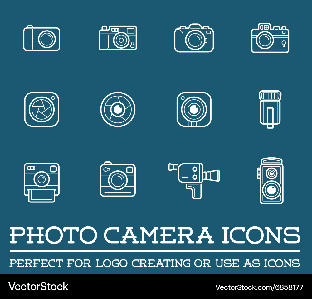 Set of photo or camera elements and video camera Vector Image