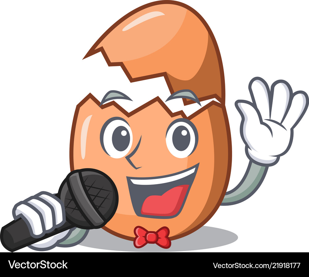 Singing shell of broken egg on the mascot Vector Image