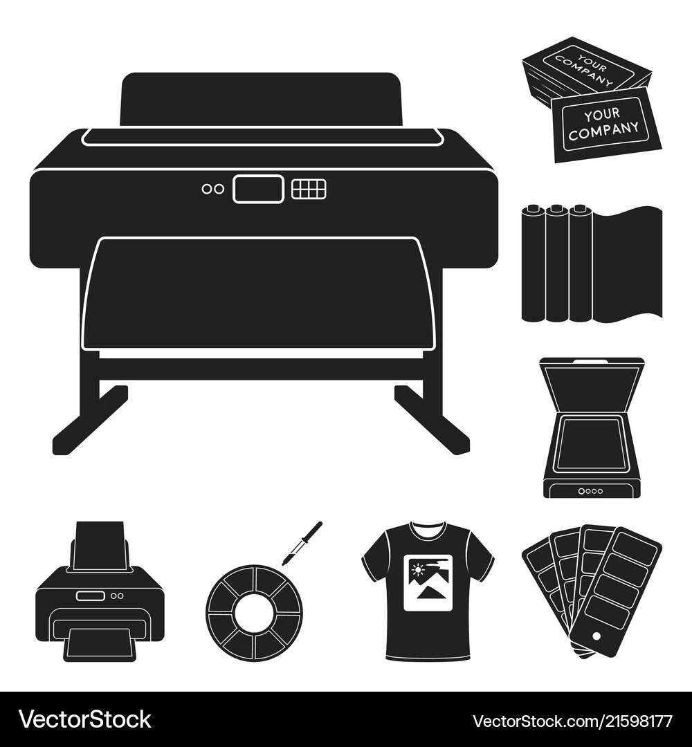 Typographical products black icons in set Vector Image