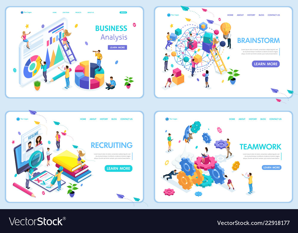 Website template landing page isometric concept Vector Image Website template landing page isometric concept Vector Image