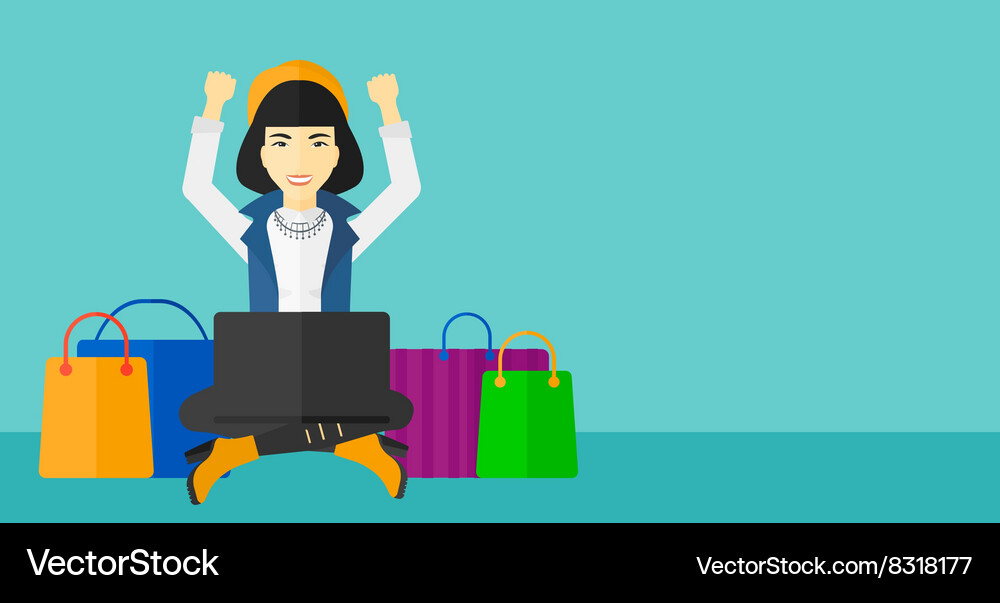 Woman making purchases online Royalty Free Vector Image