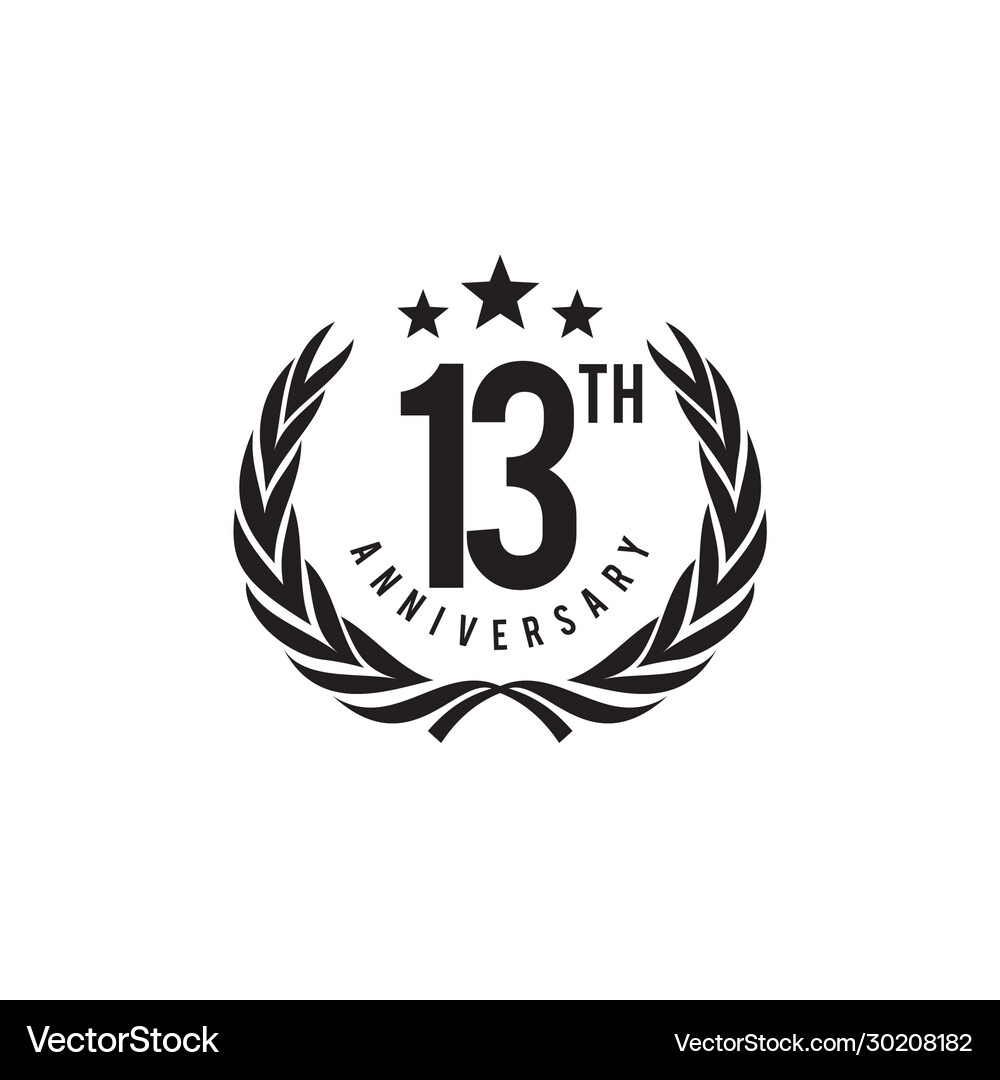 13th year celebrating anniversary emblem logo Vector Image