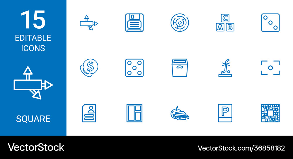 15 square icons Royalty Free Vector Image - VectorStock
