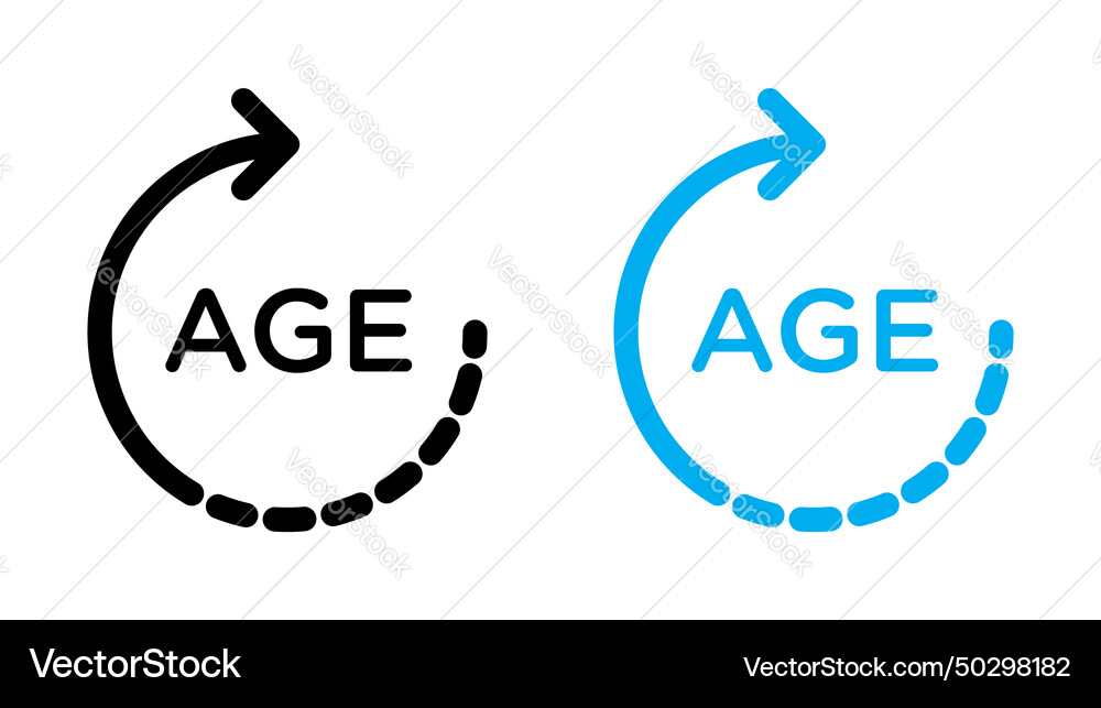 Age icon set old cycle imit logo symbol in black Vector Image