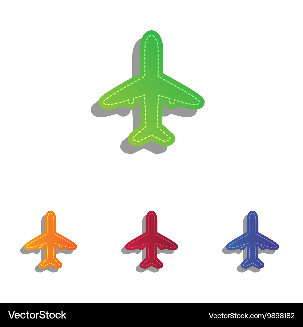 Airplane sign colorful applique Royalty Free Vector Image