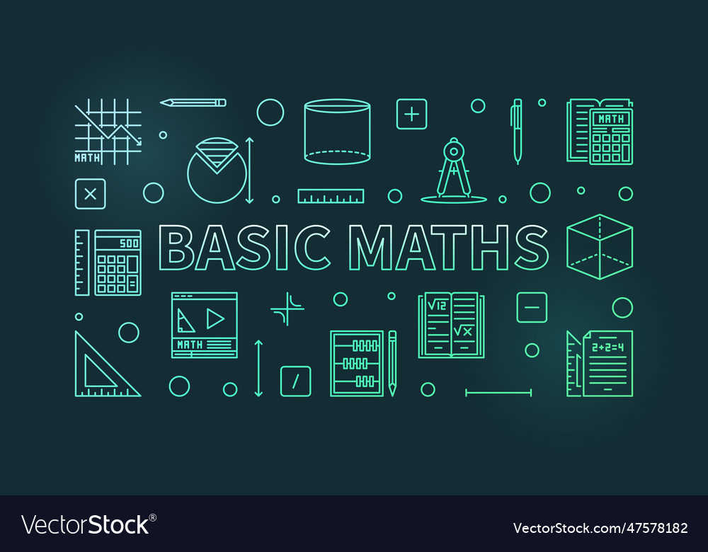Basic maths concept thin line horizontal colored Vector Image