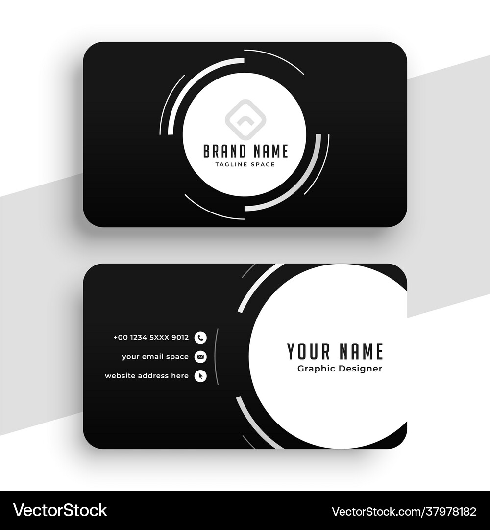 Black business card with white circles Royalty Free Vector