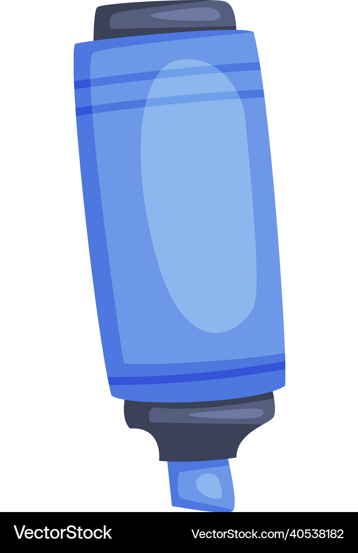 Blue highlighter as office supply and stationery Vector Image