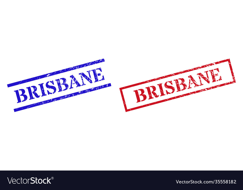 Brisbane textured scratched seal stamps Royalty Free Vector