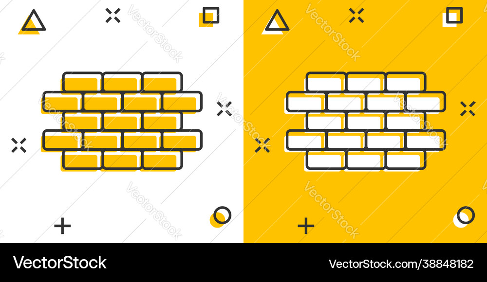 Cartoon wall brick icon in comic style sign Vector Image