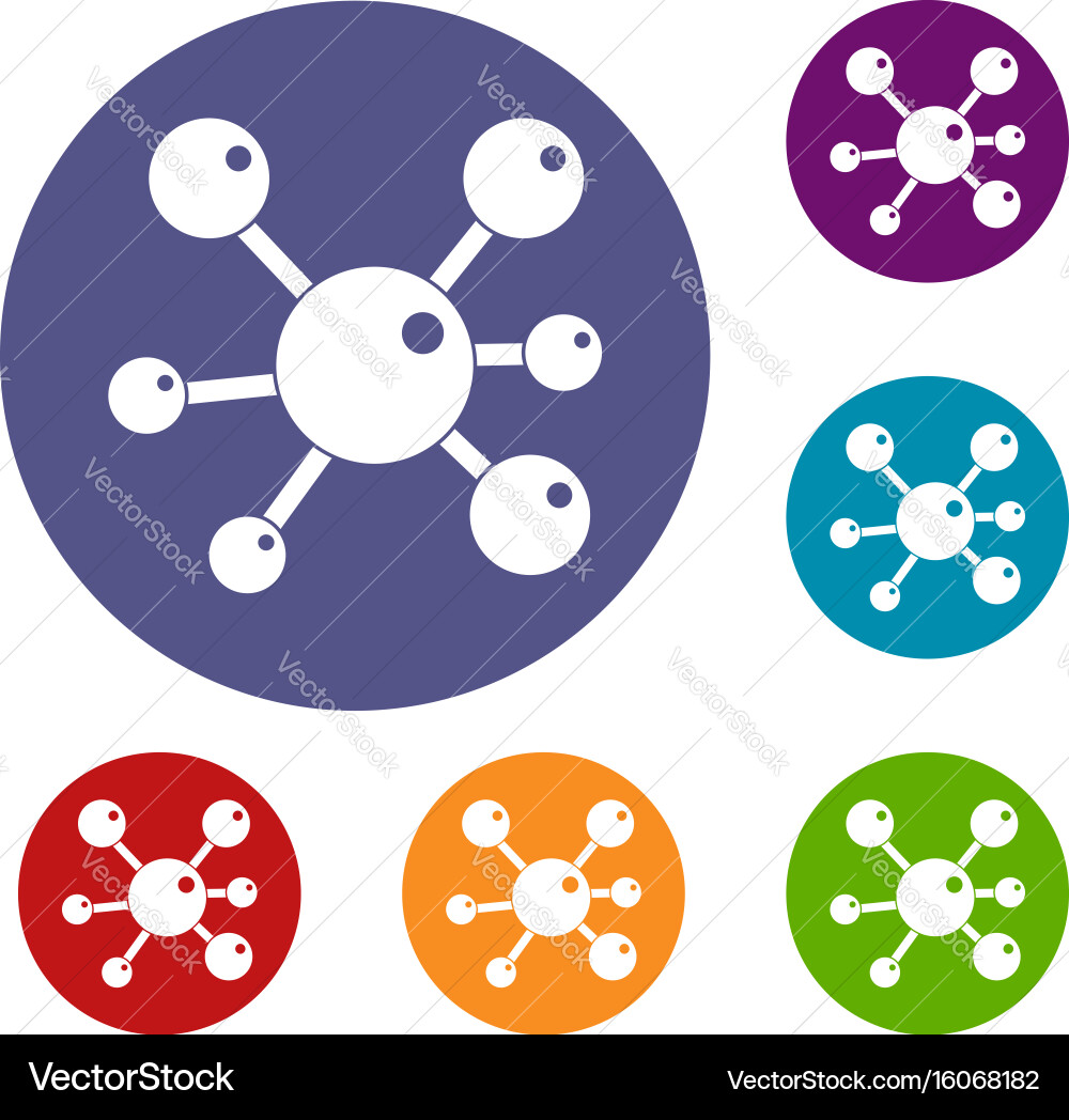 Chemical and physical molecules icons set Vector Image