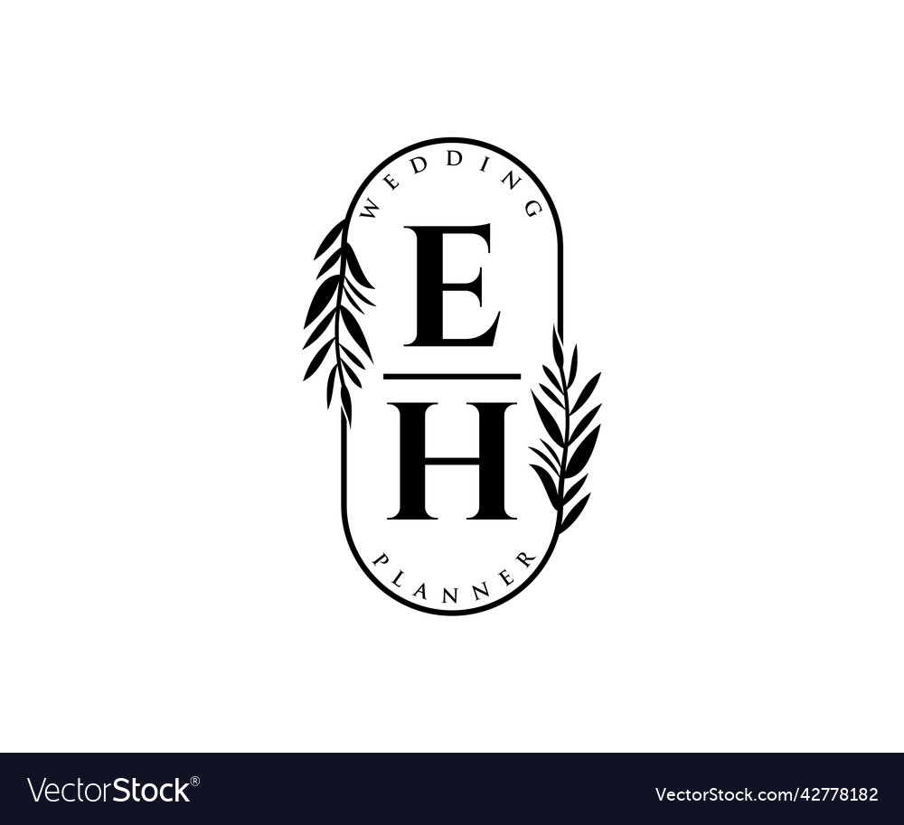 Eh initials letter wedding monogram logos Vector Image