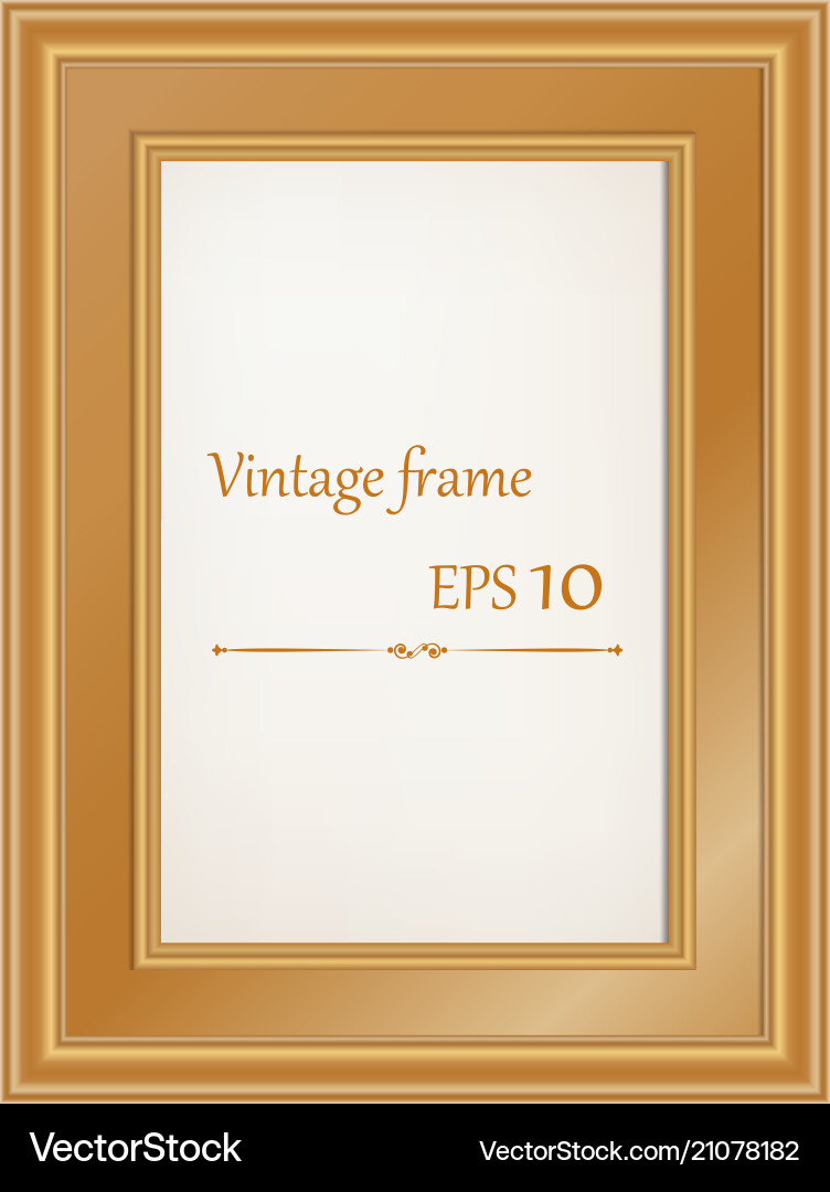 Golden vintage wood frame Royalty Free Vector Image