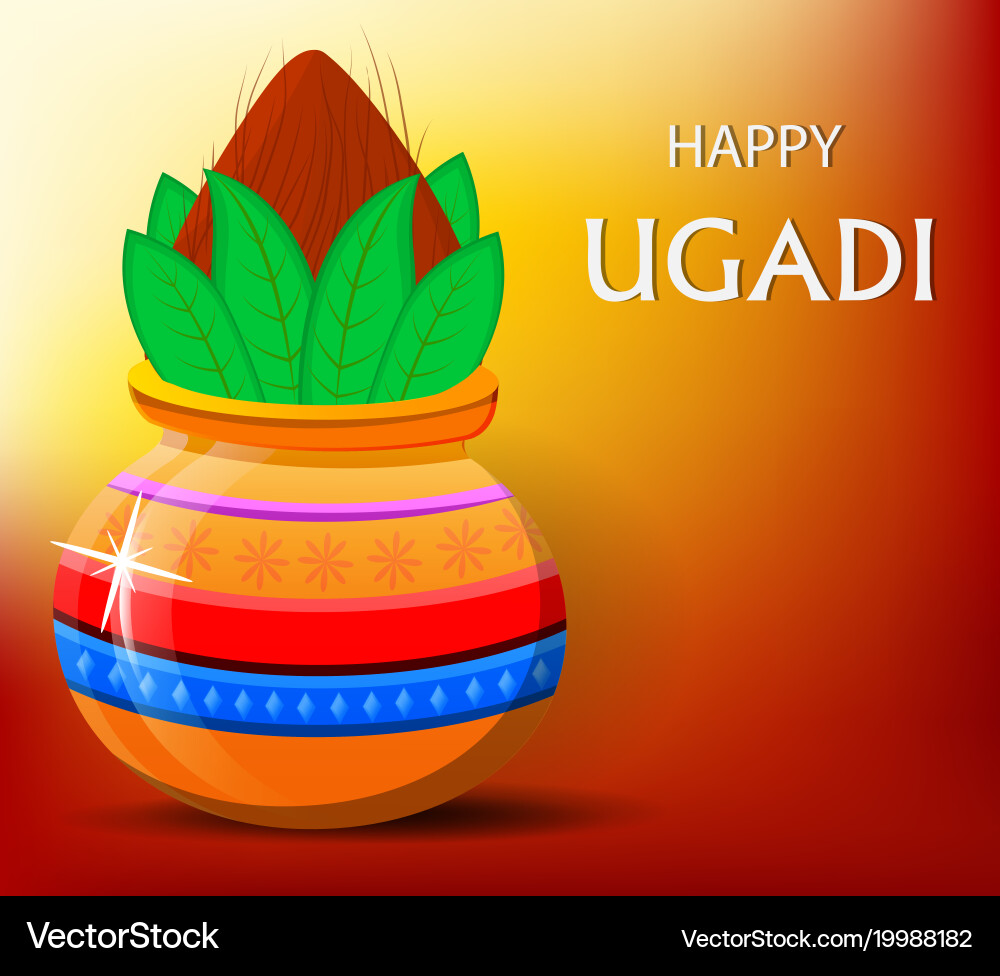 Happy ugadi greeting card with beautiful Vector Image