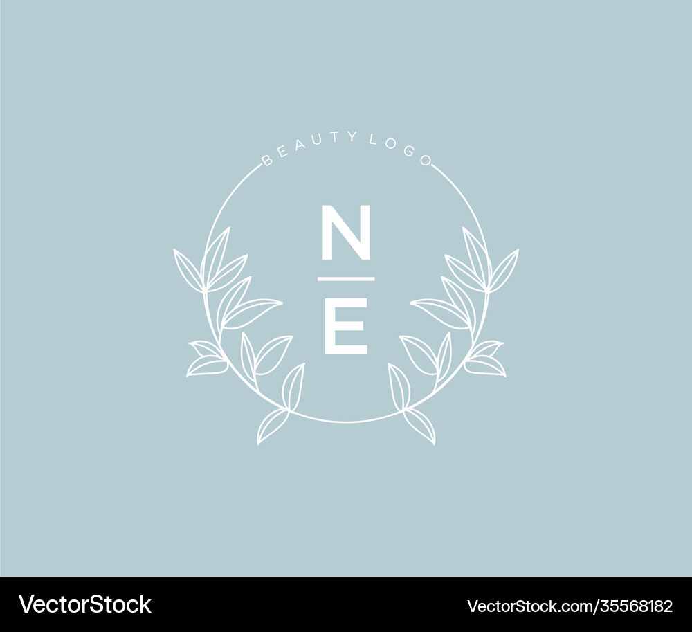 Initial ne letters beautiful floral feminine Vector Image
