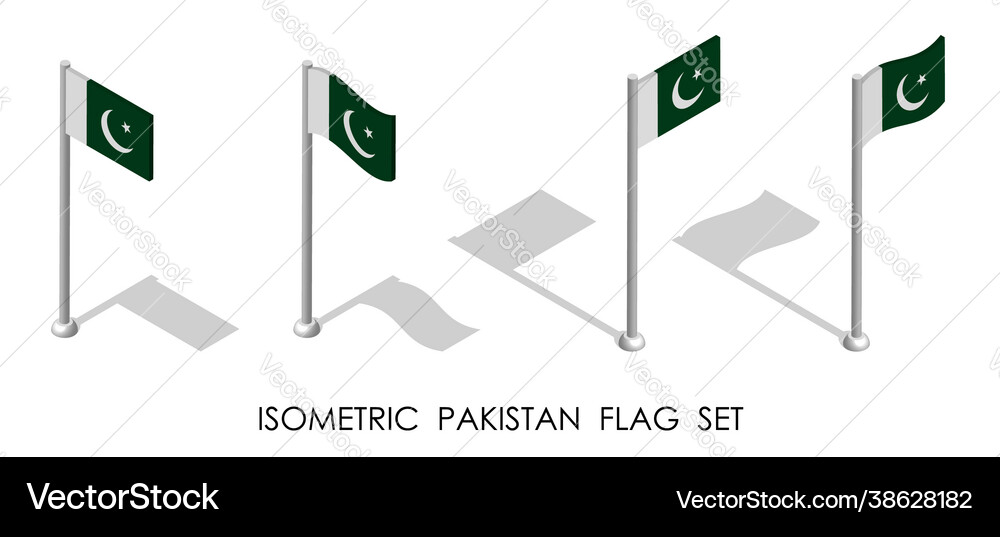 Isometric flag islamic republic pakistan Vector Image
