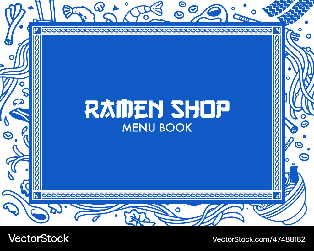 Japanese ramen design background book menu cover Vector Image