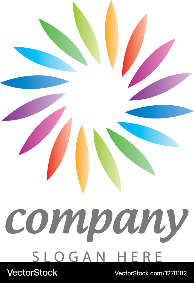 Logo of colored petals in a circle Royalty Free Vector Image