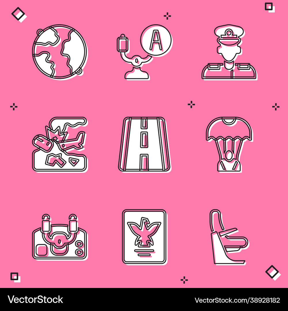 Set worldwide aircraft steering helm pilot Vector Image