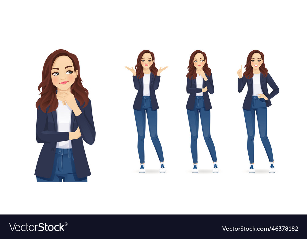 Woman thinking making idea Royalty Free Vector Image Woman thinking making idea Royalty Free Vector Image