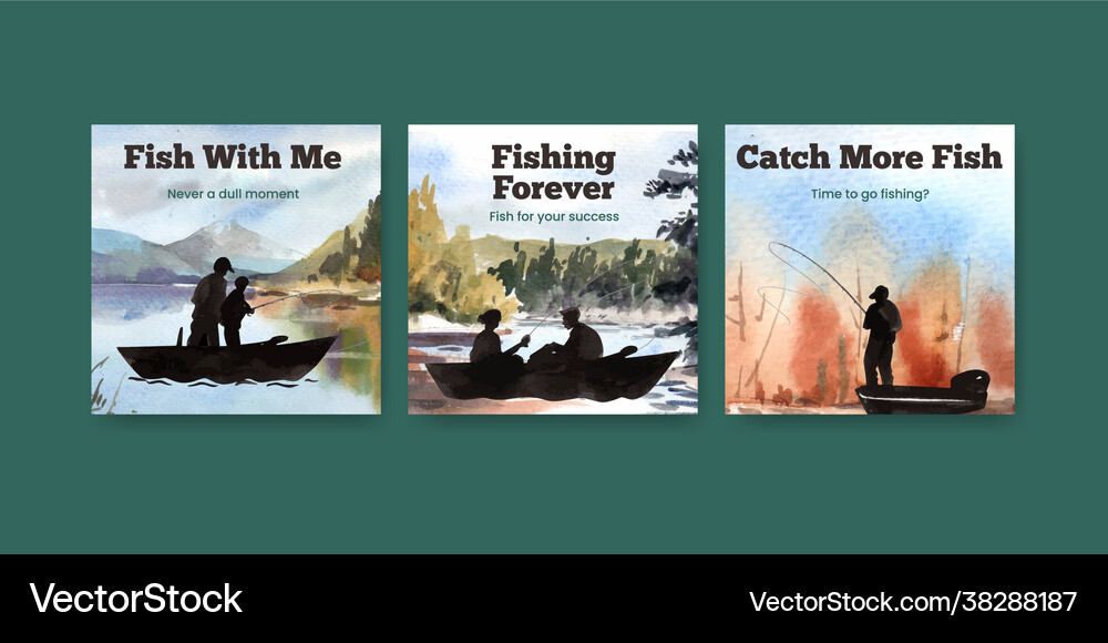 Banner template with fishing camp Royalty Free Vector Image