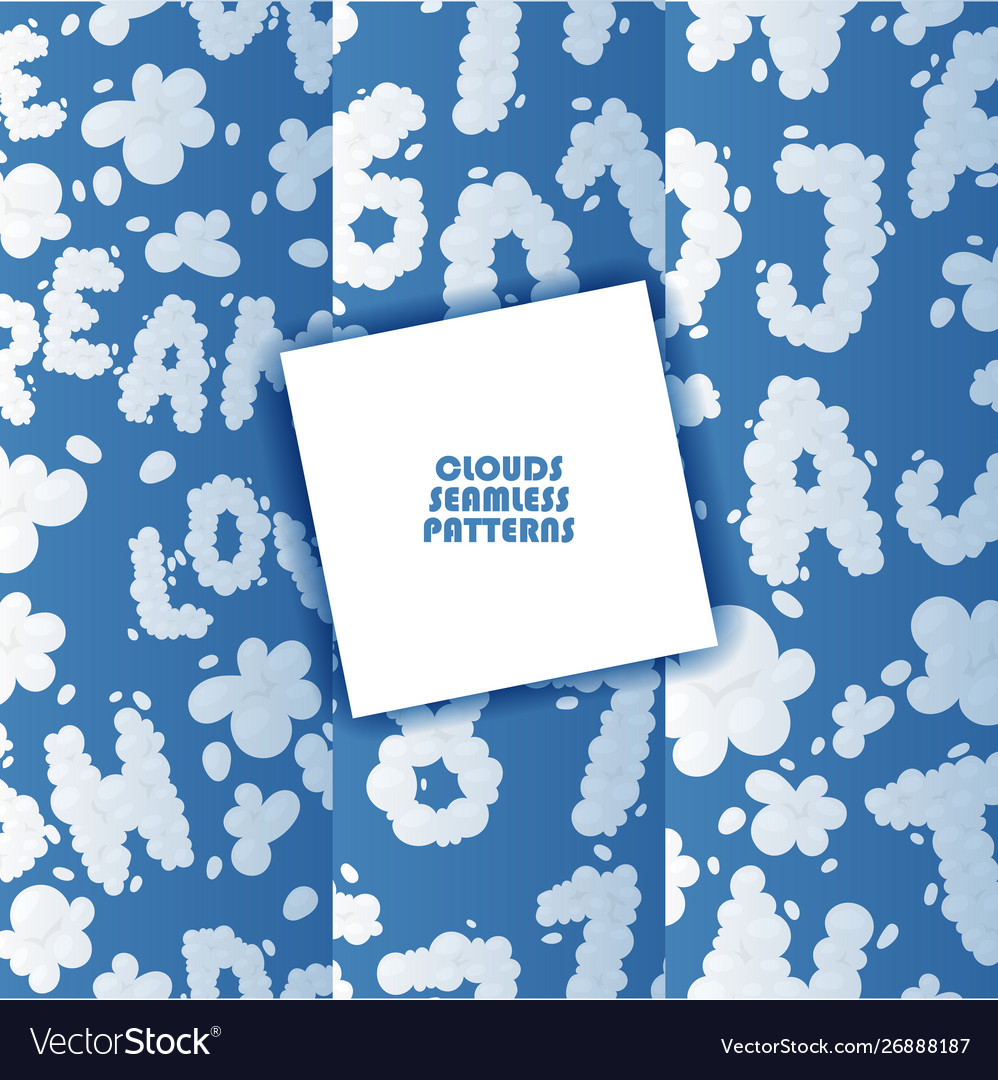 Clouds font set seamless patterns Royalty Free Vector Image