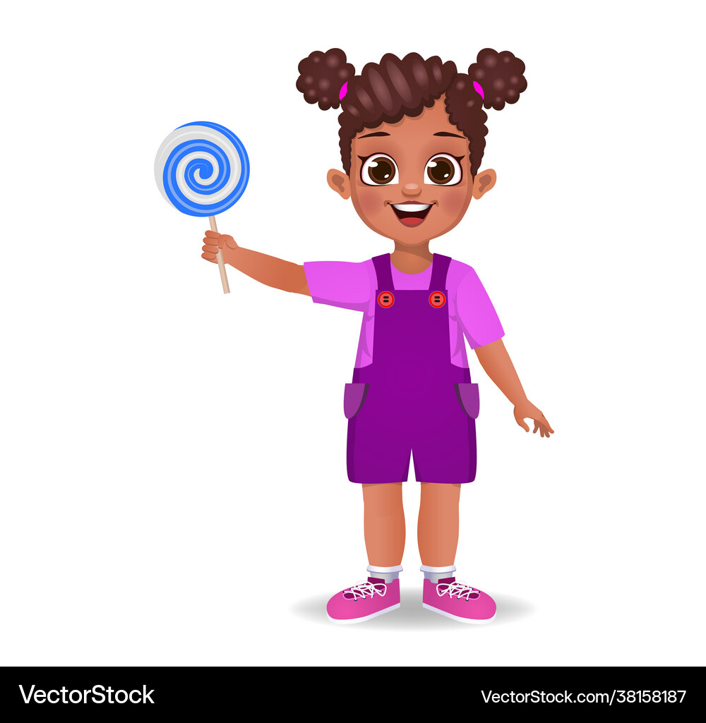 Cute girl child eat candy Royalty Free Vector Image