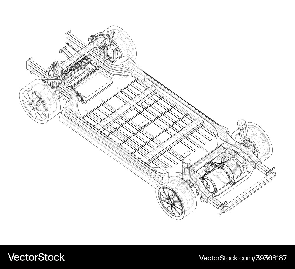 Electric car chassis with battery Royalty Free Vector Image