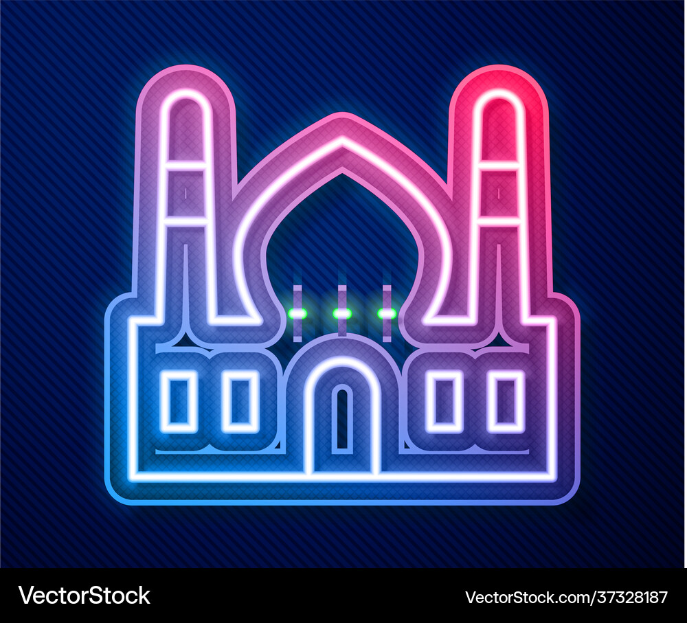 Glowing neon line muslim mosque icon isolated Vector Image