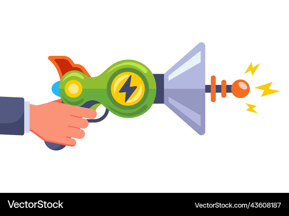 Green alien gun children toy Royalty Free Vector Image