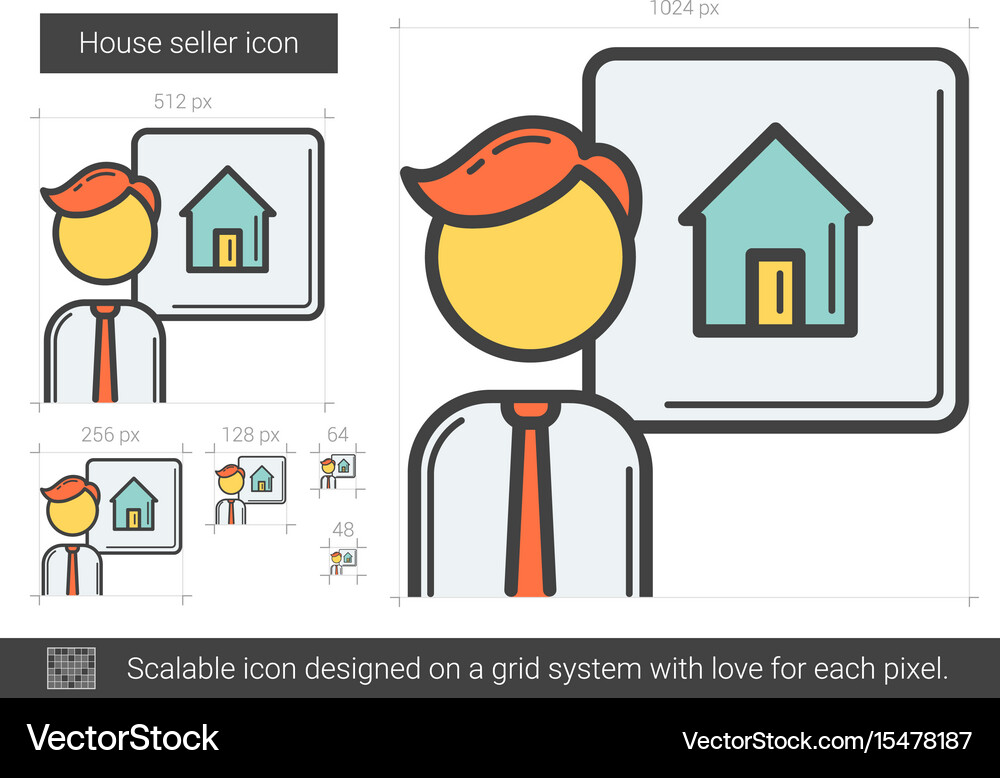 House seller line icon Royalty Free Vector Image